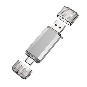 RAOYI 128GB USB C Flash Drive, 2 in 1 USB 3.0 Type C Dual OTG Metal Thumb Drive Jump Drive Memory Stick with Keychain Suitable for USB-C Smartphones, MacBook, Computers and Tablets (Silver)
