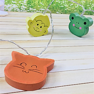 LEKIBOP 10LED Cartoon Animal Wooden LED Light String Battery Powered Indoor Outdoor Lighting Lamp for Wedding Home Birthday Garden Yard Patio Party Decorations