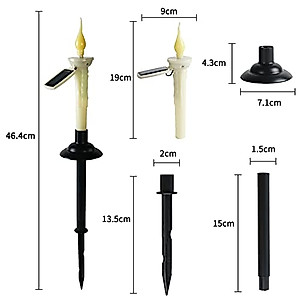 MaoTopCom 4 Pack Solar Powered Candles Lights, Outdoor Landscape Lights Solar Garden Lights LED Solar Lawn Light Outdoor for Yard Patio Walkway Lawn Driveway, Warm White