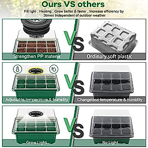 【2023 Upgraded】 Seed Starter Tray with Grow Light - 6 Pcs Seed Starter kit, Seedling Starter Trays with Humidity Dome, Mini Germination Kit for Seed Starting(12 Cell Per Tray)