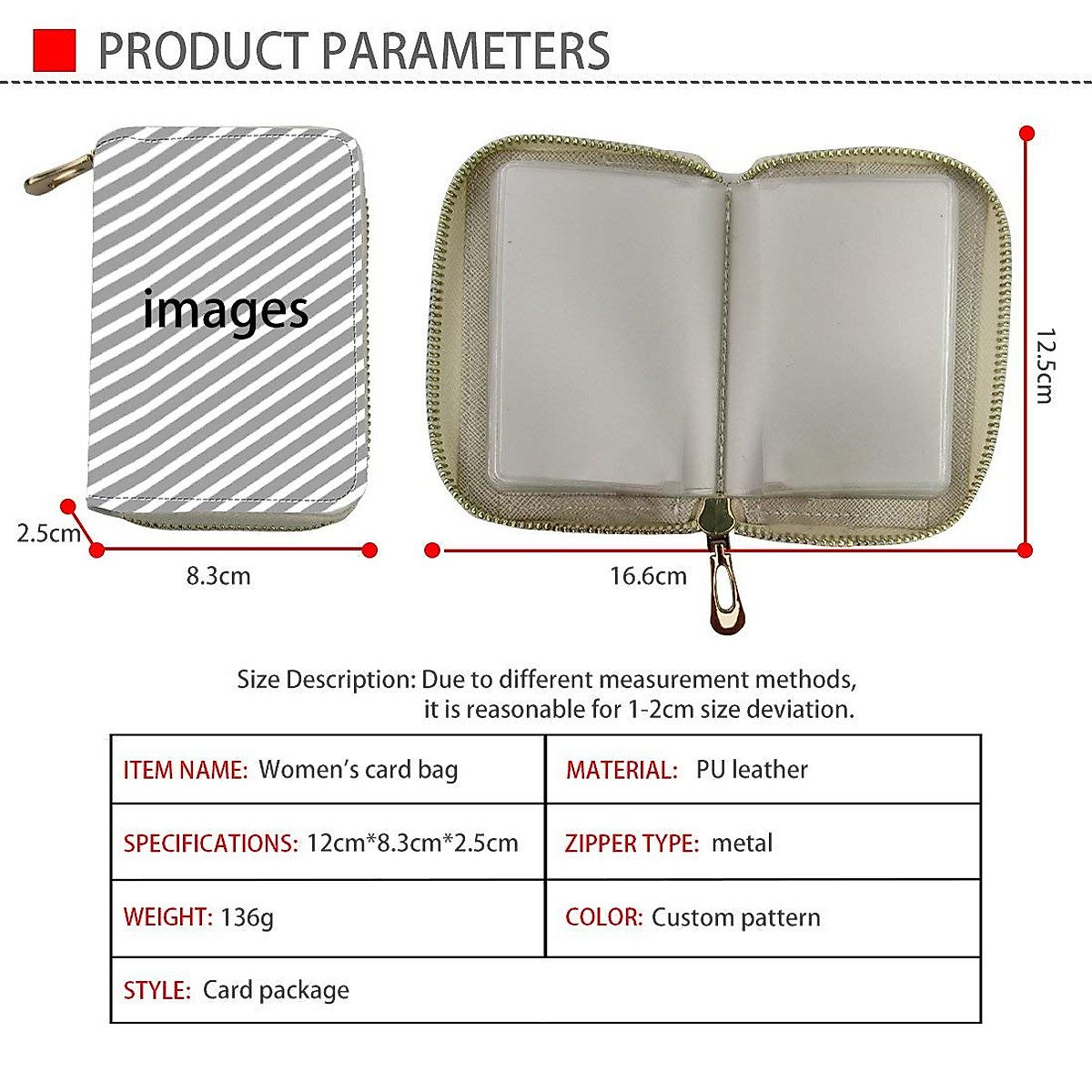 Boatee Purple Butterfly Credit Card Holder for Women Small Portable Leather Wallet with Zipper Card Case Protector