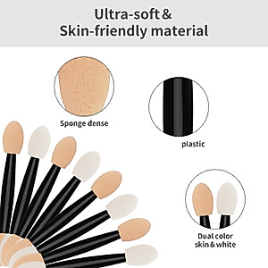 CHEFBEE 80pcs Eyeshadow Applicators with Container, Disposable Dual Sides Eyeshadow Sponge Brushes Makeup Applicators(Black)