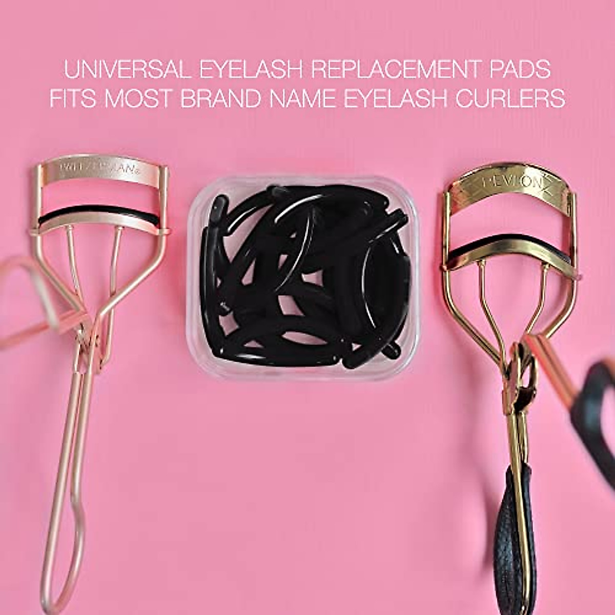 Black Eyelash Curler Refills (24-Pack) Replacement Pads | Eye Lash and Cosmetic Accessory | Create Permanent Curls and Intense Lashes | Universal Fit for Standard Curlers