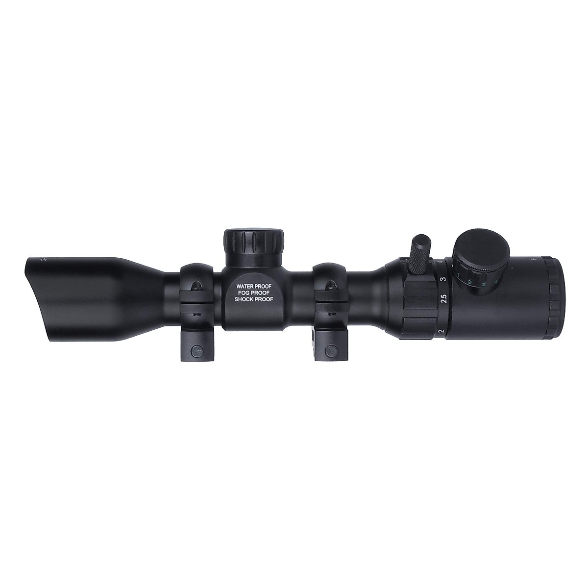 Monstrum 2-7x32 Rifle Scope with Rangefinder Reticle and Medium Profile Scope Rings | Black