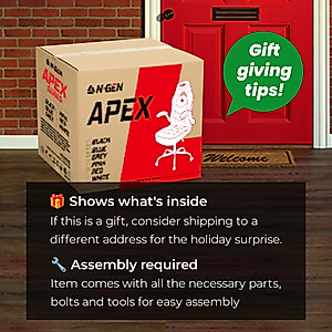 N-GEN Gaming Chair Computer Ergonomic Office Adjustable Lumbar Support Racing Style High Back Desk Headrest Swivel Executive E-Sports Video Game PC Leather Height Reclining (1. Black)