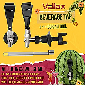 Watermelon Tap Beverage Dispenser Kit - Fruit Keg Tapping Kit & Coring Tool - Juice DIY Spigot, Beer Faucet, Great Spout to Turn Halloween Pumpkins into Ice Tea & Alcohol Drink Party Cocktails