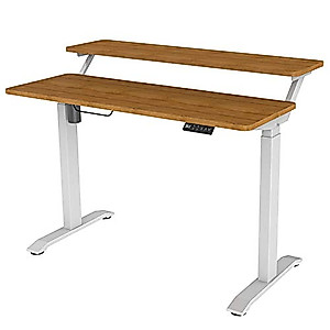 Bookshelf Height-Adjustable Standing Desk with Table Top, Steel Frame Electric Lifting Desk Workstation, Large pc Gaming Desk, Home Office Computer Desk Table with Control Panel