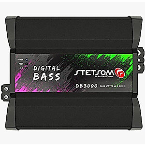 Stetsom DIGITAL BASS DB 3000 2 Ohms Mono Car Amplifier, 3000.1 3K Watts RMS, 2Ω Stable Car Audio, HD BASS Sound Quality, Crossover & Bass Boost, Car Stereo Speaker Subwoofer MD, Smart Coolers