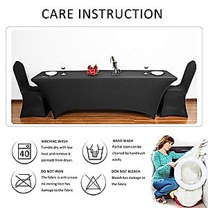 Obstal 6ft Stretch Spandex Table Cover for Standard Folding Tables - Universal Rectangular Fitted Tablecloth Protector for Wedding, Banquet and Party （Black, 72 Length x 30 Width x 30 Height Inches）