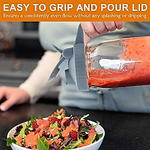 Mason Jar Pour Spout Lid - 32oz Airtight Glass Pitcher with Lid Food Grade and Safe, 1 Quart Sturdy Wide Mouth Sun Tea Jar also Nice for Breastmilk, Cold Brew Coffee, Iced Tea, Fruit Tea