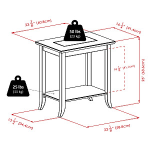 Winsome Genoa 25.04 x 23.94 x 16.3-Inch Composite Wood End Table With Glass Top, Dark Brown (92419)