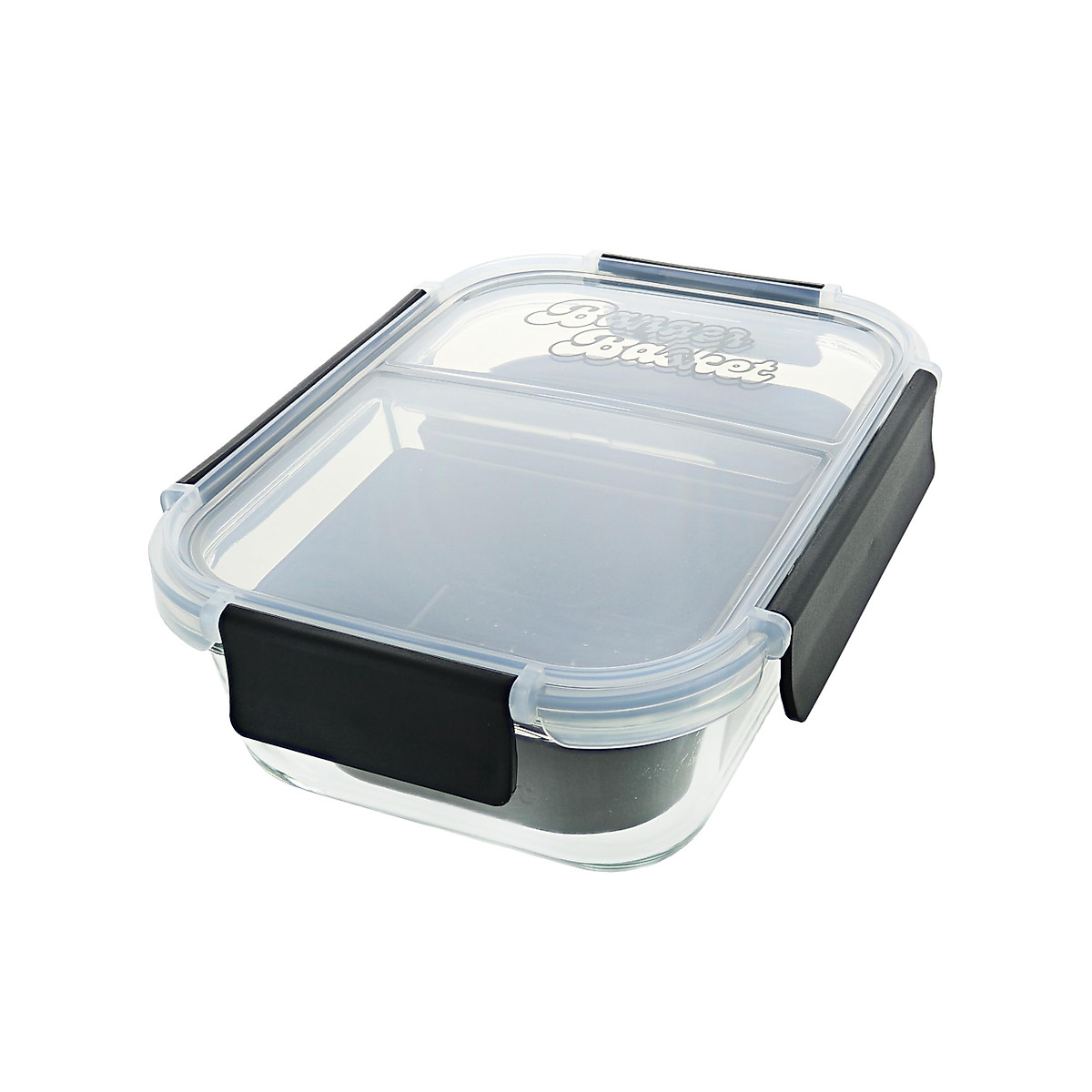 Banger Basket Two Compartment Borosilicate Glass Container Cleaning Tool with Sealable Lid (Black)