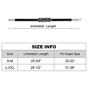 Dorchid Crystal Women Belts Thin Skiny Stretch Cummerbunds Rhinestone Cinch Elastic Slim Belts for Dresses Black S