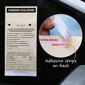 SmartSign NCR 2-Part Perforated Numbered Parking Violation Ticket | 4.25" x 9.25" Manila Tag with Adhesive Strips, Pack of 50