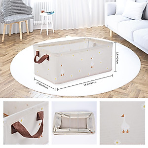 DAYARD Fabric Storage Bins with Metal Frame, Large Storage Baskets for Closet Organizing, Rectangle 1-Pack, Yellow Duck