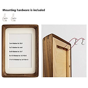 Natural Wood Photo Frames Inspired Tabletop Picture Frame with Mat, Vertical or Horizontal Display (Walnut, 11x14 matted to 5x7/8x10)
