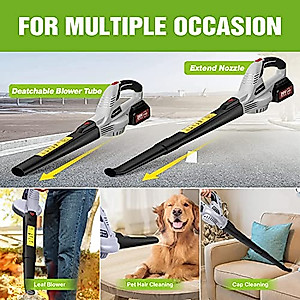 BQYPOWER Leaf Blower Cordless with Battery and Charger, 20V Handheld Electric Leaf Blower for Lawn Care, Variable-Speed, Lightweight Battery Powered Leaf Blower for Snow Blowing & Yard Cleaning