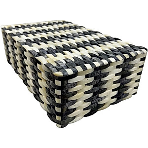 Decorative Inlay & Wooden Engraved Art Keepsake Box Storage For Jewelry Hand Finished White and Gray Mat Pattern Keepsake Oraganizer Rectangular Shape Bone Inlay Beautiful Home Décor & Table Décor
