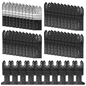 Littlegrass 50 Pack Professional Upgrade Bi-Metal Oscillating Saw Blades Universal Quick Release Multitool Tool Blade Japan Tooth for Bosch Craftsman DeWalt Dremel Fein Ridgid Tch Makita