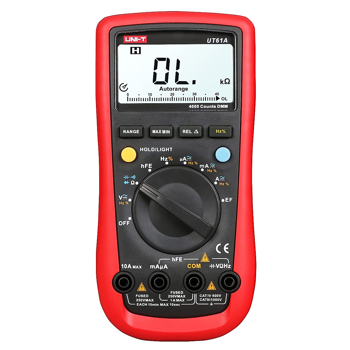 UNI-T UT61A Digital Multimeter Modern DMM Transistor NCN Tester Voltage Current Resistance Frequency Meter LCD Back-Light