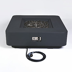 Elementi Plus Bergamo Outdoor Table 42.1 Inches Fire Pit Patio Heater Concrete Firepits Outside Electronic Ignition Backyard Fireplace Cover Fire Glass Included Natural Gas