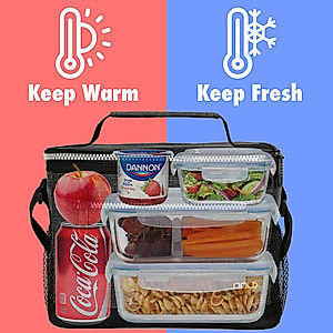 OPUX Insulated Lunch Box Men Women, Lunch Bag for Work School, Leakproof Soft Cooler Tote Adult, Large Lunch Pail Kids Boys Girls, Picnic Beach Food Bag with Shoulder Strap, Charcoal