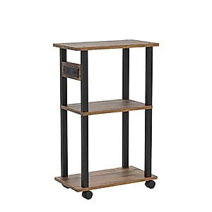 TUTOTAK Small Narrow Side Table with Charging Station, Set of 2 Skinny End Table for Small Spaces, Slim Nightstand with USB Ports and Outlet,Sofa Beside Table with Wheels, Brown TB01BB047