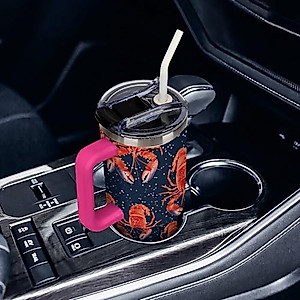 Red Lobster Printed Insulated Tumbler with Lid And Straw Stainless Steel Travel Coffee Mug 40oz Light Rose Red-style
