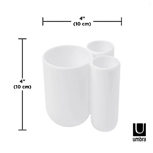 Umbra Touch Organizer - Modern Bathroom Storage Organizer Holders Stand Rack with Multi-Functional 3 Slots and Dividers - Doesn't Wobble or Fall Over, Grey