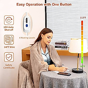 MSDUNOVR Heated Blanket Full Size 72"X84", Soft Electric Blanket with 4 Heating Levels, ETL&FCC Certification, Over-Heat Protection, Machine Washable, for Home Office Use(Brown)