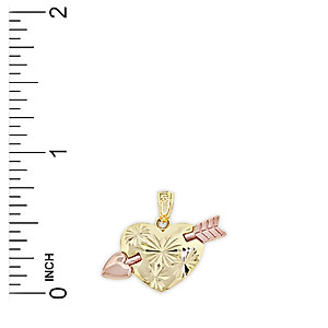 Charm America - Gold Arrow through Heart Charm - 14 Karat Solid Yellow and Rose Gold