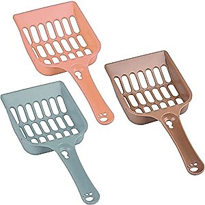 3PCS Plastic Cat Litter Scoop, Kitty Litter Boxes Scooper Pet Sift Shovel, Litter Cleaning Tool, 8.03.72.4 Inches (Pink, Blue, Coffee)