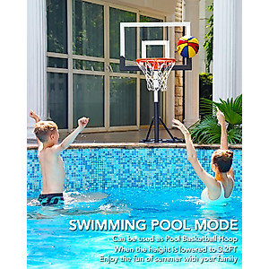 WIN.MAX Kids Basketball Hoop 29 in Backboard, 3.2 to 7.2FT Adjustable Height, Swimming Pool Basketball Hoop Outdoor for Kids/Adults Indoor Outdoor