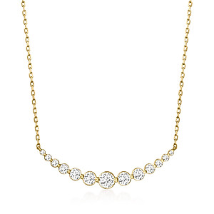 Ross-Simons 1.00 ct. t.w. Diamond Curved Bar Necklace in 14kt Yellow Gold. 16 inches