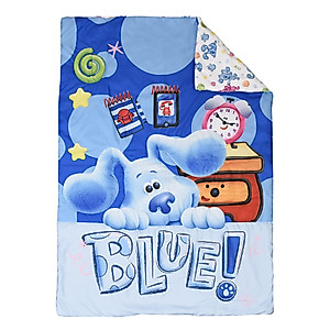 Expressions 3 Piece Toddler Bedding Set Blue's Clues Standard Crib Bedding Set, Includes Soft Microfiber Reversible Comforter, Fitted Sheet, Pillowcase for Kids (Official Blue's Clues Product)