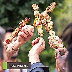 7" Inch Bamboo Skewers for Appetizers (200 Pack), Wooden Appetizer Skewers for Fruit Kabobs, Fancy Skewer Sticks for Parties, Cocktail & Martini Olive Skewers, Heavy Duty Bamboo Skewers for Kabobs