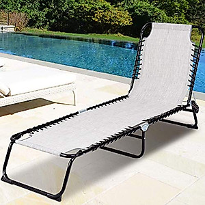 GYMAX Patio Chaise Lounge, Folding Beach Chair with 3-Position Adjustable, Portable Recliner for Backyard, Patio, Poolside Beach