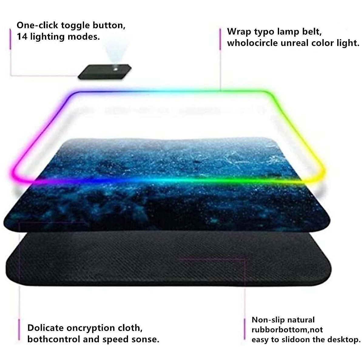 OYFRRGJ Mouse Pads Zero Two Mouse Pads Large Pink Mousepad RGB Anime Game Mats for Pc Lights Led Mouse Pad with Backlight Kawaii Cute Table Mat,23.6x11.8Inch