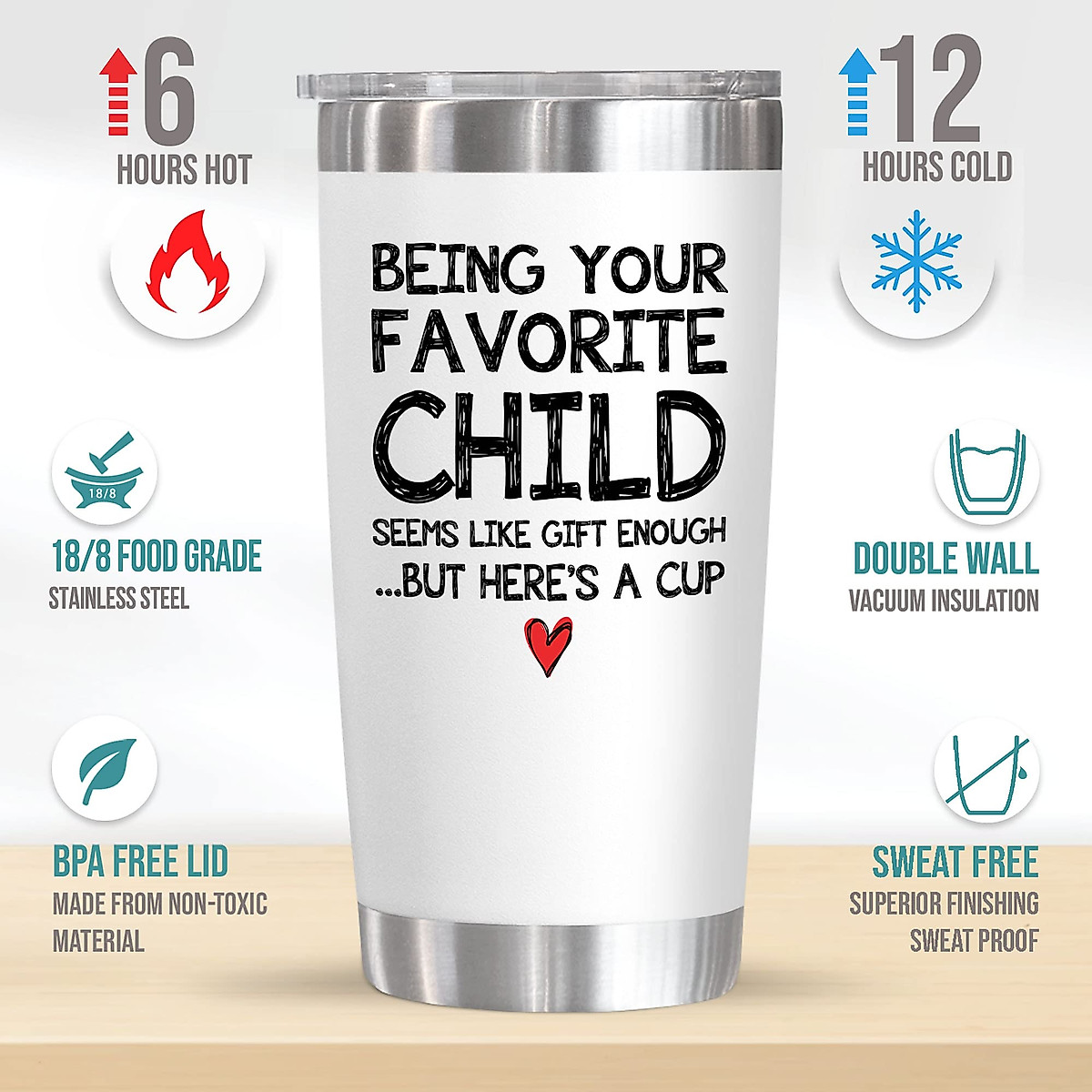 Father's Day Gifts For Dad, Mother's Day For Mom, Grandpa, Grandma Birthday, Christmas, Mothers Day, Father's Day Gifts, New Father Gifts For Men, New Mom Gift For Women, 20 Oz Stainless Steel Tumbler