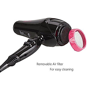 BERTA 1875W Professional Salon Hair Dryer Negative Ionic Blow Dryer, 2 Speed 3 Heat Settings Cool Button with AC Motor, Concentrator Nozzle & Diffuser