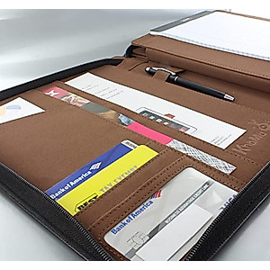 KHOMO Universal Padfolio Case - Portfolio Organizer for Tablet 8.5 up to 11 inch –PU Leather Notebook Pad Holder Folder for iPad, Air, Pro & Others