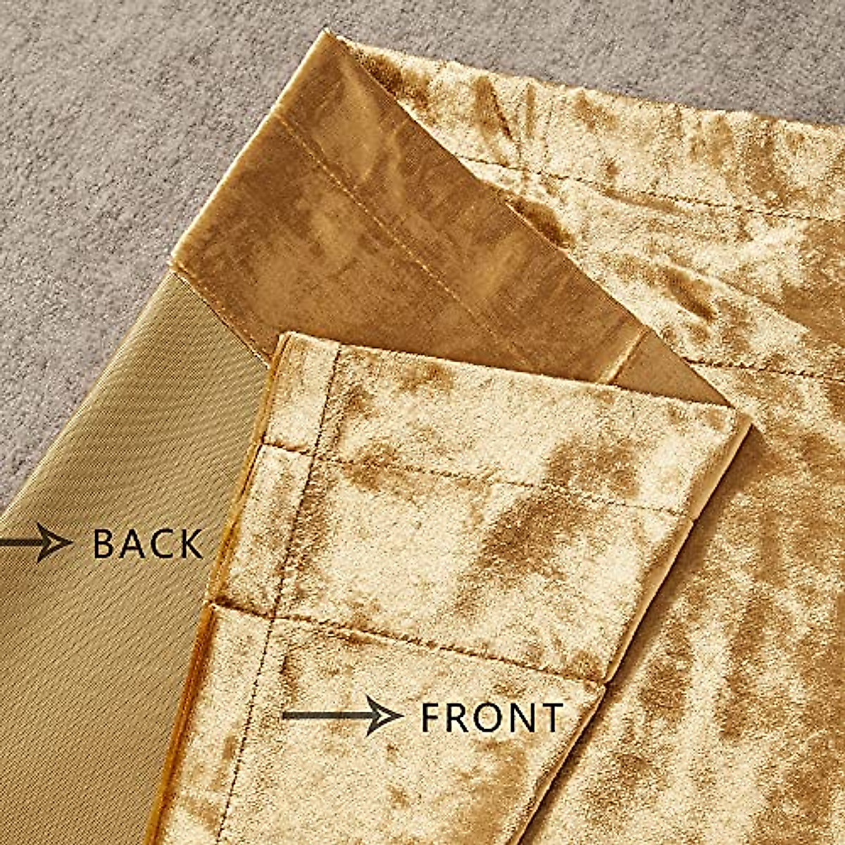 PRIMROSE Gold Curtains 63 inch for Living Room Velvet Blackout Rod Pocket Window Drapes Treatment Semi Room Darkening Decor Golden Curtains for Bedroom Set of 2 Panels