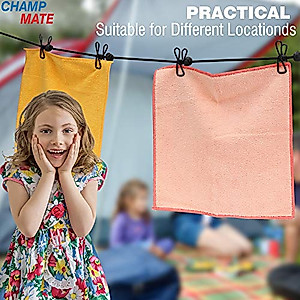 Champmate Portable Clothesline with 12 Clothespins Elastic Windproof Travel Stretchy Retractable Laundry Clothes Drying Line for Backyard Vacation Hotel Outdoor and Indoor Balcony (Black&Blue)