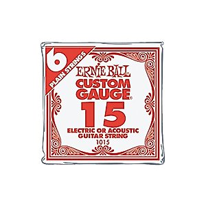 Ernie Ball Nickel Plain Single Guitar String .015 Gauge 6-Pack