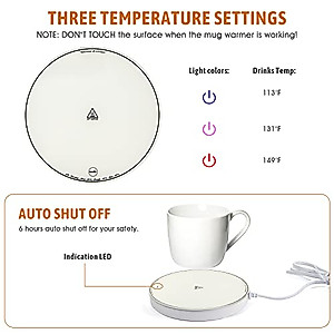 Coffee Mug Warmer, Electric Coffee Warmer for Desk with 6 Hours Auto Shut Off, Smart Candle Warmer 3 Temp Settings(113°F/131°F/149°F)