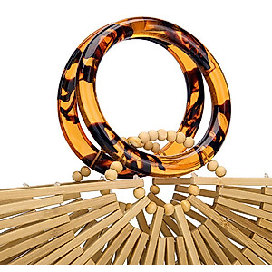 Bamboo Purse for Women Top Handle Bag Tote Bag with Inner Bag Satchel Hobo Bag Purses Gift for Women