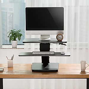 Desky Zero Adjustable Standing Desk Converter - 6.3-17.3'' Height Adjustable Desktop Standing Desk Riser - Stand Up Desk Top - Sit Stand Desk Converter - Converter for Standing Desk - Black Lift Desk