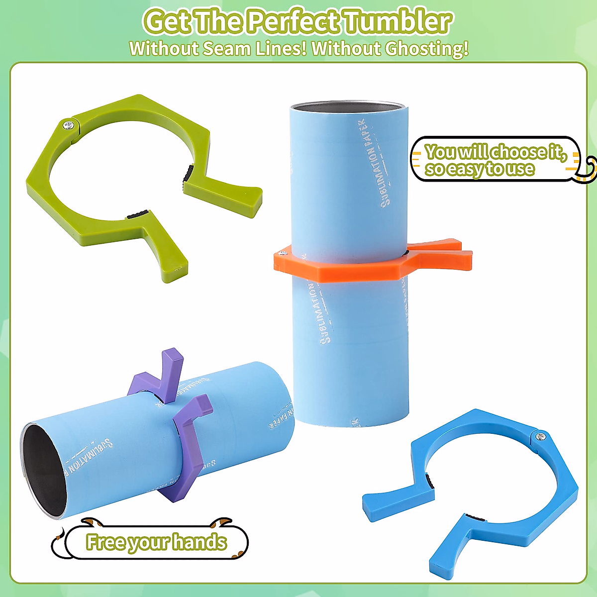 Sublimation Tumblers Clamp Tool, 20 Oz Sublimation Blanks Tumblers Skinny Straight Tumbler warpping Perfect Clamp Grip Tool for Sublimation Paper & Tumblers, 4 Packs