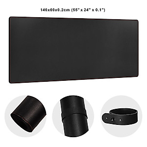 ZORESYN Large Desk Pad (55.1"x23.6") - PU Leather Office Desk Mat, Waterproof Desk Protector with Smooth Surface, Durable Stitched Edges - Black, Oversized Desk Mat for Home & Office