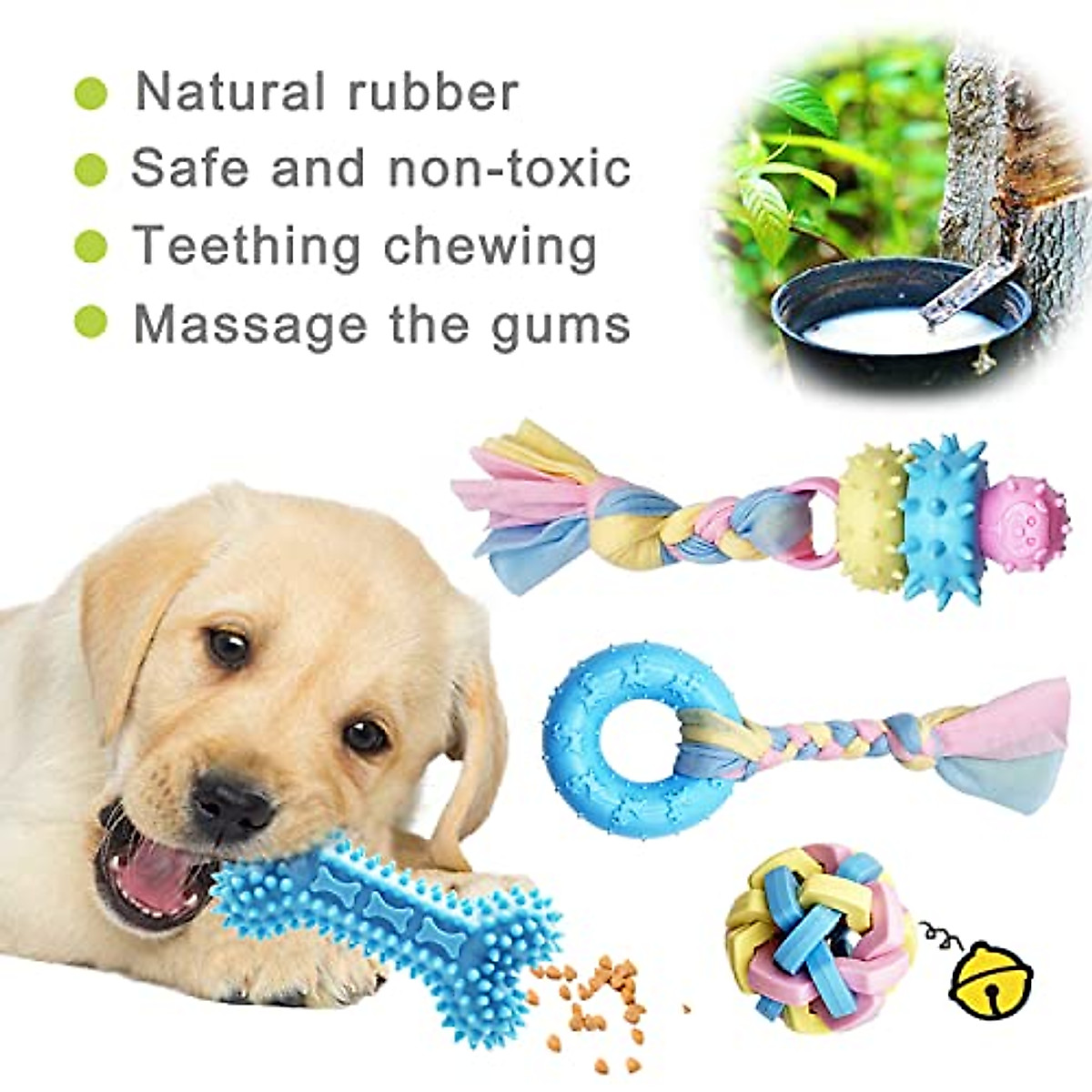 BENSEAO Puppy Chew Toys - Teething Ring & Rope Toy for Small Dogs, Interactive Dog Balls, Storage Basket (B)